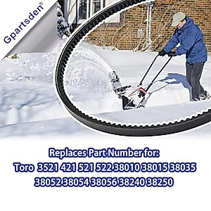 Gpartsden 37-9080 379080 Auger Drive Belt 265-533 for Toro Snow Blower 3521 421 521 522 38010 38015 38035 38052 38054 38056 38240 38250
