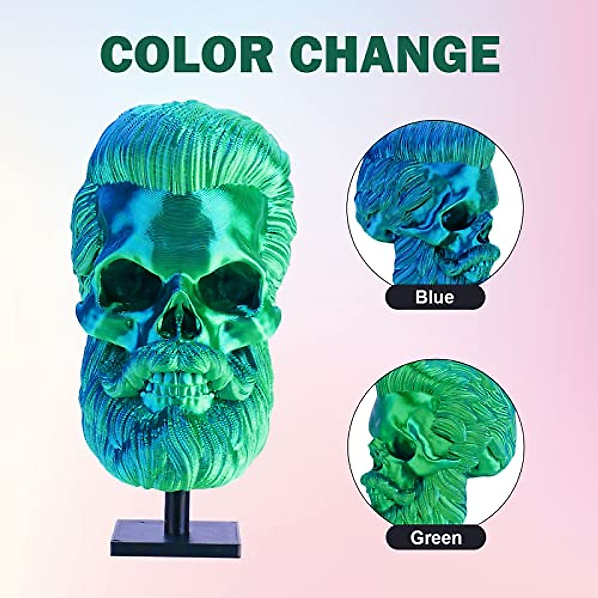 ERYONE Silk Dual Color Filament PLA 3D Printer 1.75mm +/- 0.03mm, Coextrusion Filament PLA Shiny Filament 1kg(2.2lbs), Blue Green