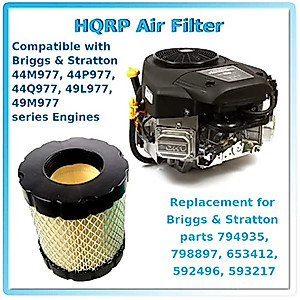 HQRP Filter with Pre-filter compatible with Briggs & Stratton 794935, 798897, 653412, 592496, 593217 fits 44M977, 44P977, 44Q977, 49L977, 49M977 Engines