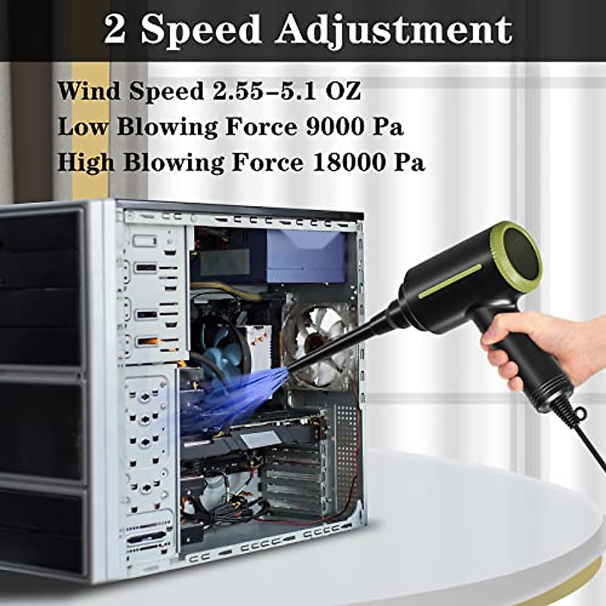 ATEngeus Compressed Air Duster, Multi-Use Electric Air Duster for Computer Keyboard Cleaning, Dust, Hairs, 2 Speed, 40000RPM Air Blower & Air Pump, Reusable Duster Replaces Compressed Air Cans…