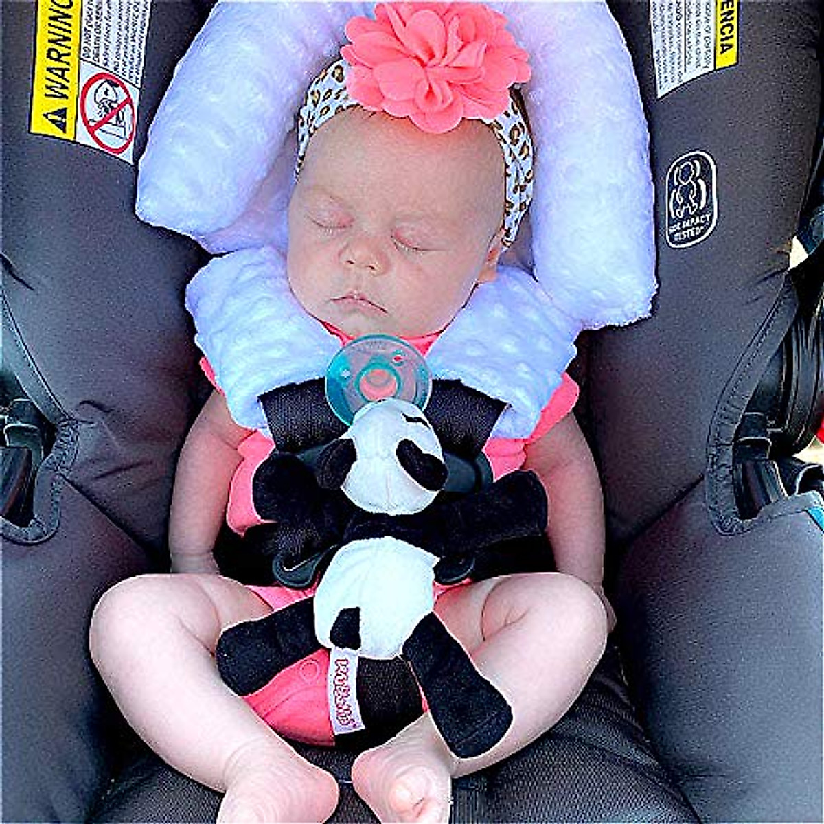 Baby Head Support and Strap Covers - Infant Head Support Pillow Super Soft Head and Neck Cushion for Car Seat Baby Headrest and Carseat Neck Cover,Light Pink