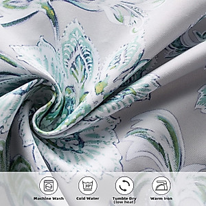 DriftAway Alyssa Jacobean Elegant Floral Leaves Pattern Thermal Insulated Blackout Lined Rod Pocket Window Curtain Valance for Kitchen Café 2 Pack 52 Inch by 18 Inch Plus 2 Inch Header Gray