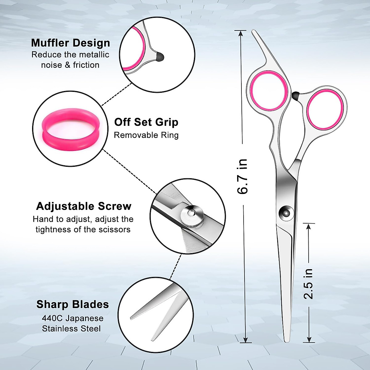 Sirabe 9 Pcs Hair Cutting Scissors Set Hairdressing Scissors Kit, Thinning Haircut Scissors, Professional Barber Salon Home Shears Kit for Men Women