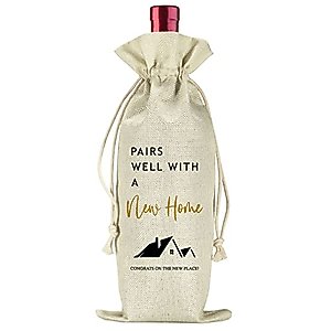 LEJIAJINW Housewarming Gifts, First New Home House Homeowner Gift, Realtor Gift to Clients, Sweet Home Congrats, Housewarming Party Decorations, Wine Gift Bags for Women Men Wife Husband