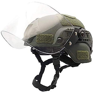 LEJUNJIE Tactical Fast Helmet with Clear Face Shield Sliding Goggles for Airsoft Paintball CS Games Outdoor Sports.