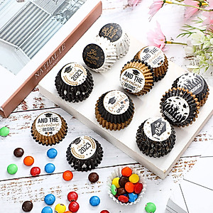 600 Counts Graduation Cupcake Liners Paper Mini Baking Cups Congrats Grad Baking Supplies Graduation Cap Mini Cupcake Liner Holiday Candy Paper Wrappers Making Supplies, 6 Styles