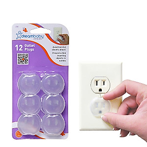 Dreambaby Plastic Baby Safety Outlet Plug Covers - 12 Pack - Outlet Covers Baby Proofing