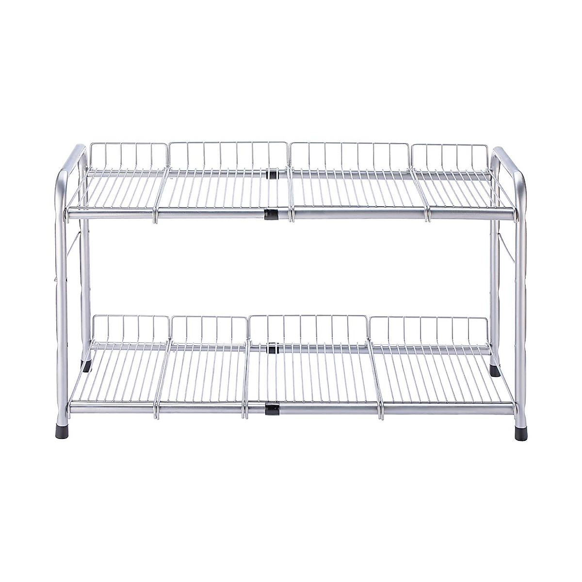 Flagship 2 Tier Under Sink Organizers and Storage Rack Expandable Cabinet Shelf Rack for Kitchen Bathroom Silver (16-25 inches)