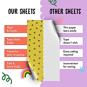 CENTRAL 23 - Bee Wrapping Paper - 6 Wrapping Paper Sheets for Birthday - Women - Friends - Birthday Baby Shower Easter Decorations - Recyclable and Made In UK
