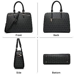 MKP Women Satchel Handbags Shoulder Purses Totes Top Handle Work Bags with Matching Wristlet Wallet (Black)