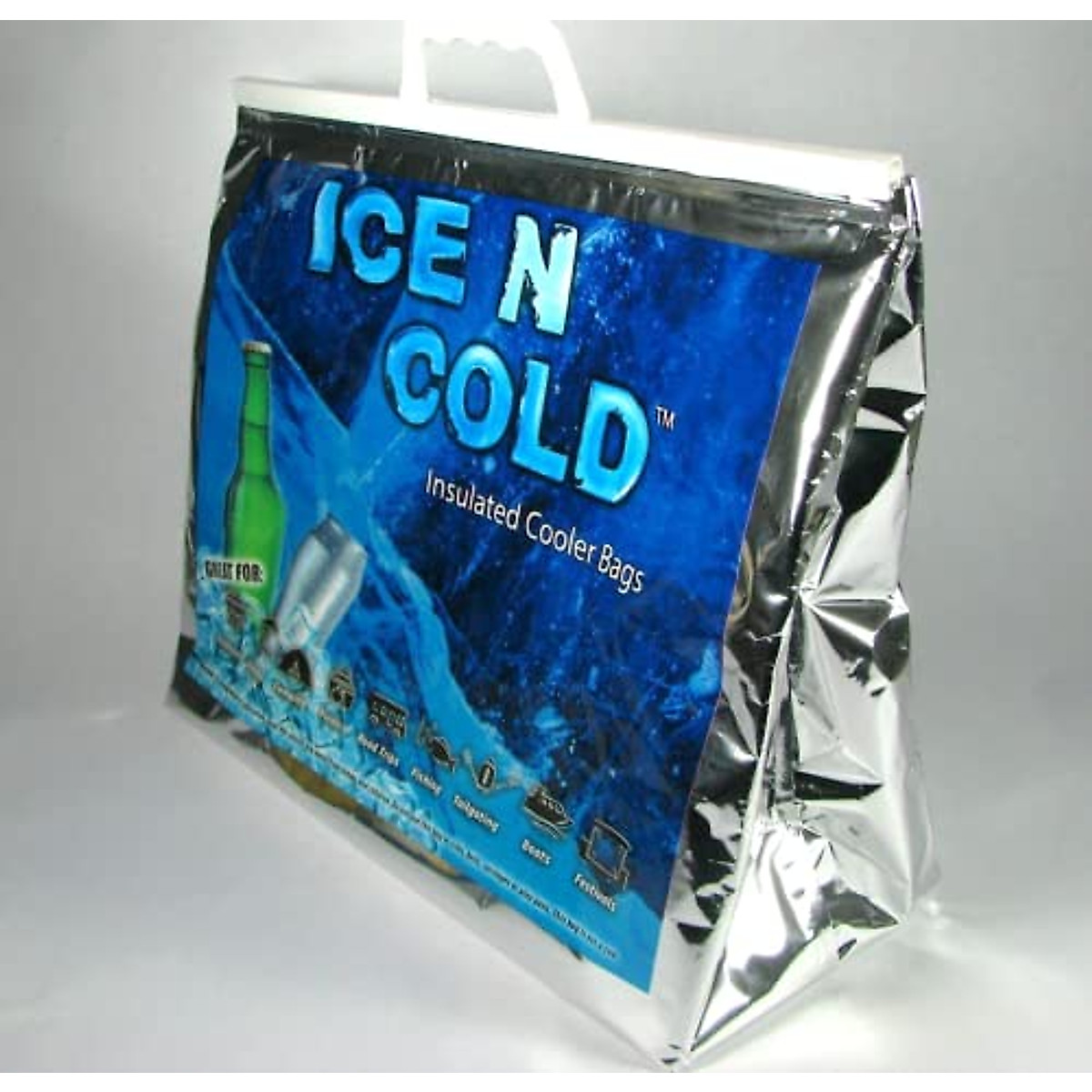 ICE N COLD Insulated Picnic/Shopping Cooler Bags (Pack of Five) for Groceries, Camping, Hiking, Beach, Travel | Lightweight Soft Collapsible | Large Capacity Hold 35lbs| Fast Same Day Shipping
