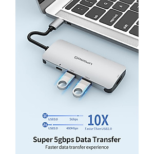 USB C Hub 7in1 UPGROW MacBook Pro Adapter USB C Dongle, 4K HDMI USB3.0 SD/TF Card Reader 100W PD (Latest Version)