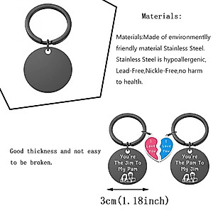 NC You are The Pam to My Jim Keychains Set The Office TV Show Inspired Gifts for Couples Wedding Anniversary (roundKBSet)