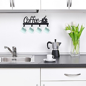 CUKE2BEET Wall Mounted Coffee Mug Holder, Wall Coffee Mug Rack Cup Holder Rack Mug Organizer Rack Coffee Mug Hanger for Coffee Bar, Kitchen Utensils Display