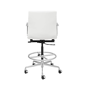 Laura Davidson Furniture SOHO II Ribbed Drafting Chair - Ergonomically Designed and Commercial Grade Draft Height for Standing Desks (White)