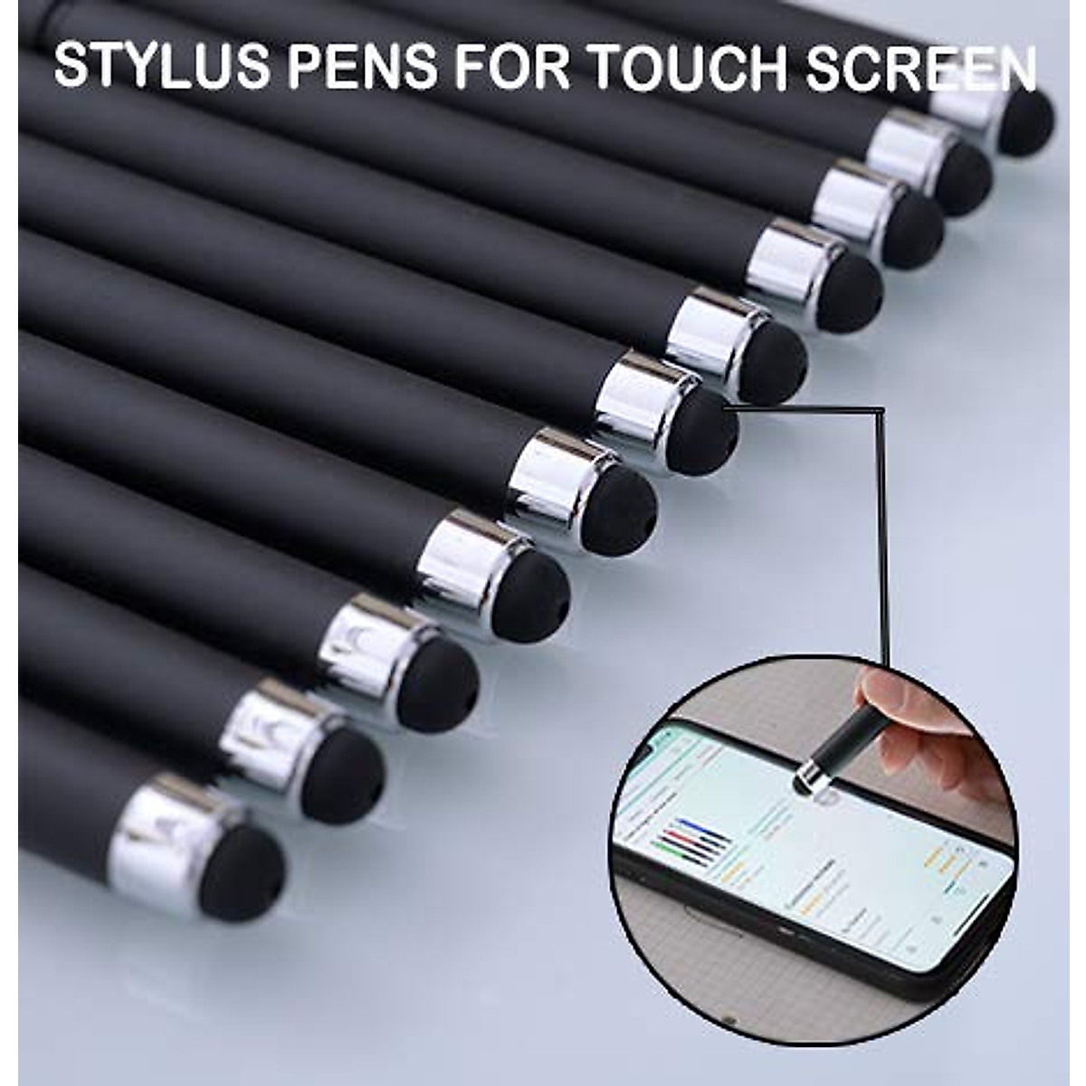 MiSiBao Black Ink Gel Ink Rollerball Pens 2 in 1 Medium Point Pens with Stylus Work Pen Smooth Writing for Office Black gel pen (Black-18pack)