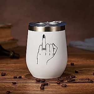 Bachelorette Gifts for Bride - Stainless Steel Wine Tumbler with Lid 12oz for Bride to Be Gifts, Bridal Shower Gift, Bachelorette Gifts, Engagement Gifts, Wedding Gifts, Funny Newlywed Cup Gifts