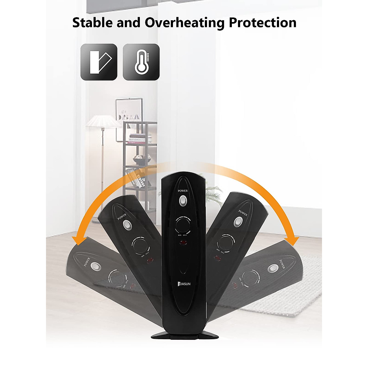 Mini Oil Filled Space Heater, JASUN Electric Radiator Heater with Adjustable Temperature, 700W Powerful Heating for Bedroom, Office, Living Room, Black