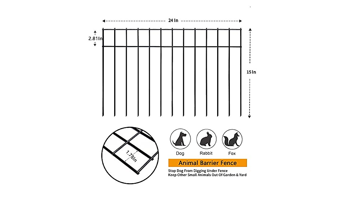 No Dig Animal Barrier Fence - 15 Pack for Yard Protection