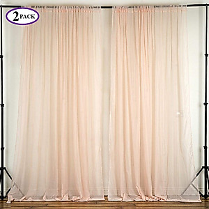 BalsaCircle 10 feet x 10 feet Blush Sheer Voile Backdrop Drapes Curtains 2 Panels 5x10 ft - Wedding Ceremony Party Home Decorations