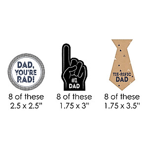 Big Dot of Happiness My Dad is Rad Paper Straw Decor - Father's Day Party Striped Decorative Straws - Set of 24