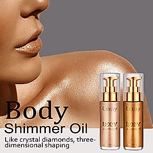 Liquid Body Luminizer, Bronze Highlighter All In One Makeup Illuminator, Smooth Shimmer Body Oil Glow Waterproof For Face & Body, Long Lasting Moisturizing (#03 Glistening Bronze)