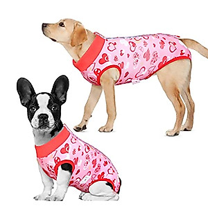 ASENKU Valentine's Day Dog Onesie Pet Pajamas, Dogs Recovery Suit for Dogs Cats After Surgery, Dog Pajamas Outfit Bodysuit for Small Medium Large Dog Cat Costume (Valentine's Day, 2XL)