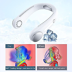 [Instant Cooling] Personal Air Conditioner Neck Fan Micrael Home Built-in Refrigerating Chip Wearable Cooling Fan with 360° Wind Outlet Portable Hang Neck Fan for Hot Flashes