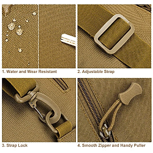 BraveHawk OUTDOORS Tactical Sling Bag, 800D Military Nylon EDC Crossbody Daypack Pack (Khaki)