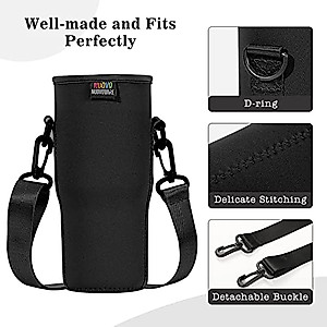 Nuovoware Water Bottle Carrier Bag Fits Stanley Flip Straw Tumbler, 30OZ Bottle Pouch Holder with Adjustable Shoulder Strap, Neoprene Water Bottle Holder for Hiking Travelling Camping, Black