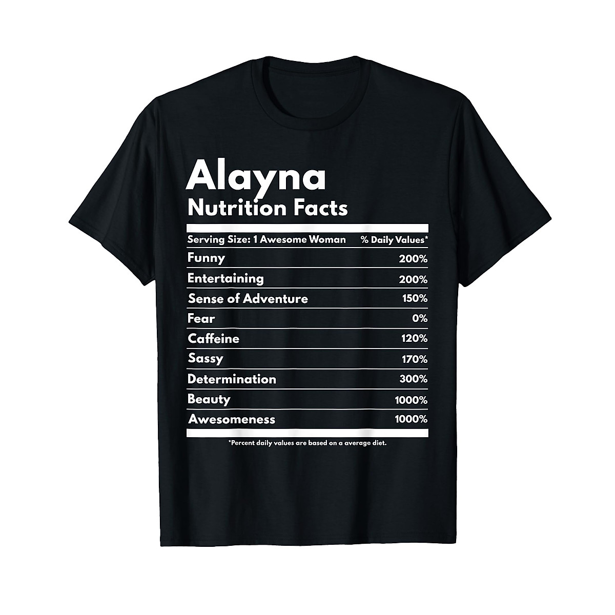 Alayna Nutrition Facts Gift Funny Personalized Name Alayna T-Shirt