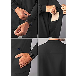Adar Addition Scrubs for Men - Zippered Bomber Scrub Jacket - A6206 - Black - L