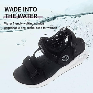 MEGNYA Arch Supportive Walking Sandals for Womens, Thickening Outsole Sandals for Summer Dress, Anti Slip and Shock Absorber Hiking Sandals for Vacation Black Size 8