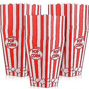 Teling 50 Pack Movie Night Popcorn Boxes Disposable Paper Popcorn Buckets Red and White Striped Popcorn Container Vintage Retro Nostalgic Popcorn Holders for Movie Carnival Circus Birthday Party