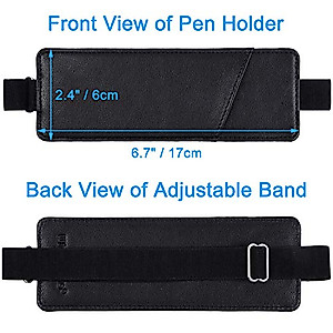 Wisdompro Adjustable Elastic Band Pen Holder, 2 Packs PU Leather Pencil Holder, Pen Sleeve Pouch, Fits for 8" to 11.5" Hardcover Journals, Notebooks, Planners, iPad - Black