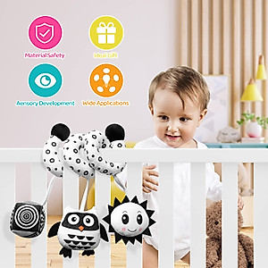 Stroller Toys,Cute Baby Spiral Plush Toys,Black White Stretch & Spiral Activity Toy,Baby Car Seat Toys,Hangings Rattle Toy for Infant,Newborn Sensory Toy for Boy Or Girl, for Strollers（Bee）