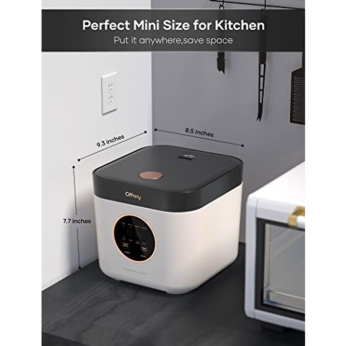 Rice Cooker, Mini Rice Cooker with Keep Warm, 3 Cups (Uncooked), Smart Fuzzy Logic, 24-H Delay Timer, Nonstick Inner Pot, for Soft White Rice, Brown Rice, Sushi, Porridge (Small)