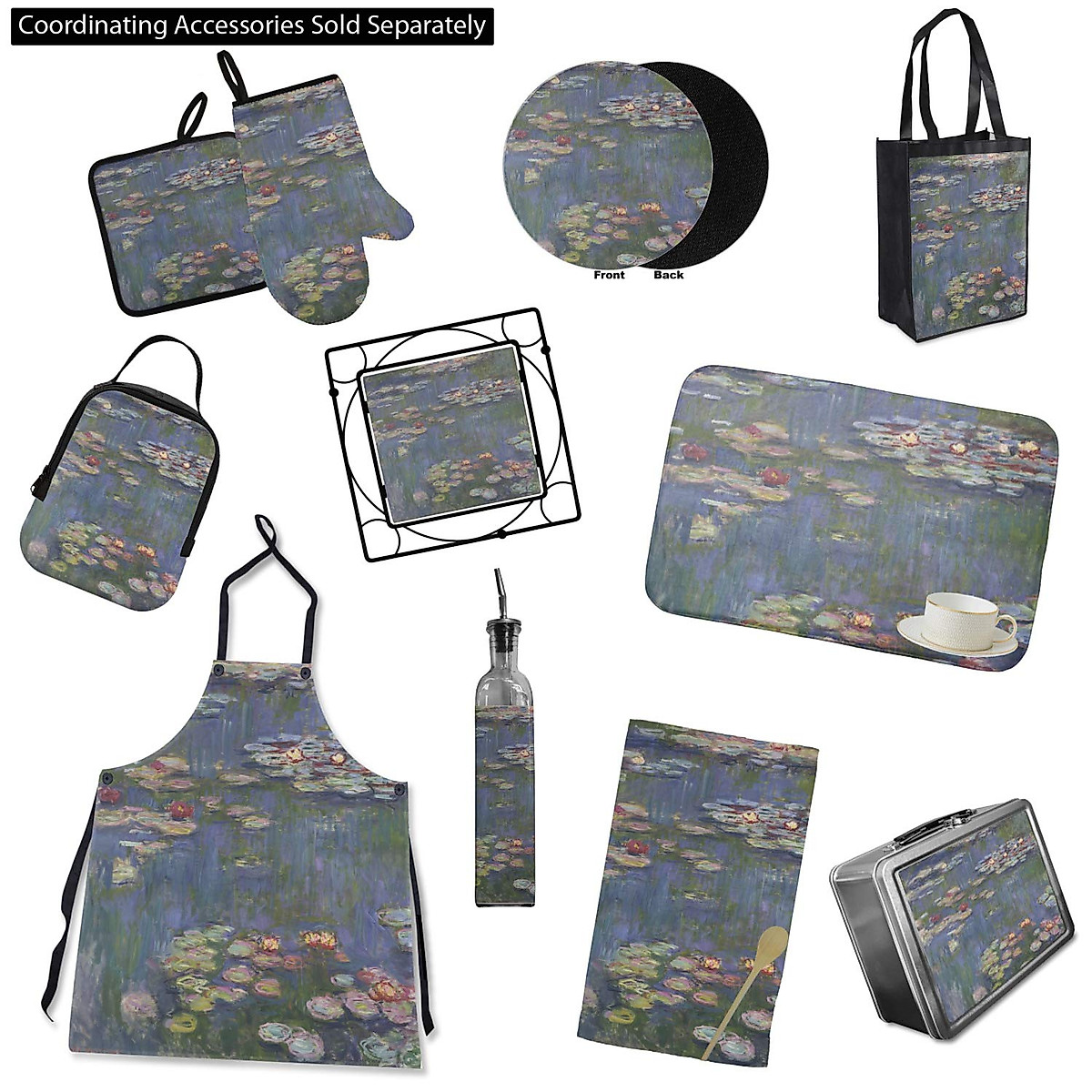 Water Lilies by Claude Monet Rectangular Glass Cutting Board - Medium - 11"x8"