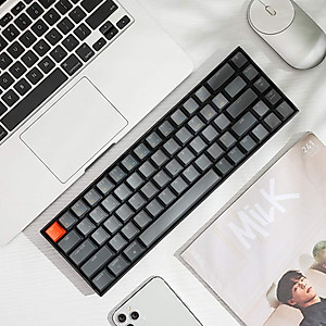 Keychron K6 Hot Swappable Wireless Bluetooth 5.1/Wired Mechanical Gaming Keyboard, 65% Compact 68-Key RGB LED Backlight/Gateron G Pro Blue Switch/Rechargeable Battery Compatible with Mac Windows