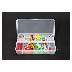 Toasis Fishing Lure Storage Container Organizer Double Layer Tackle Plastic Box (Olive & Clear-2pack)