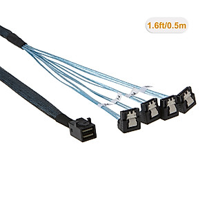 CableCreation Internal HD Mini SAS (SFF-8643 Host) - 4X SATA (Target) Angle Cable, SFF-8643 for Controller, 4 Sata Connect to Hard Drive, 0.5M / 1.6FT