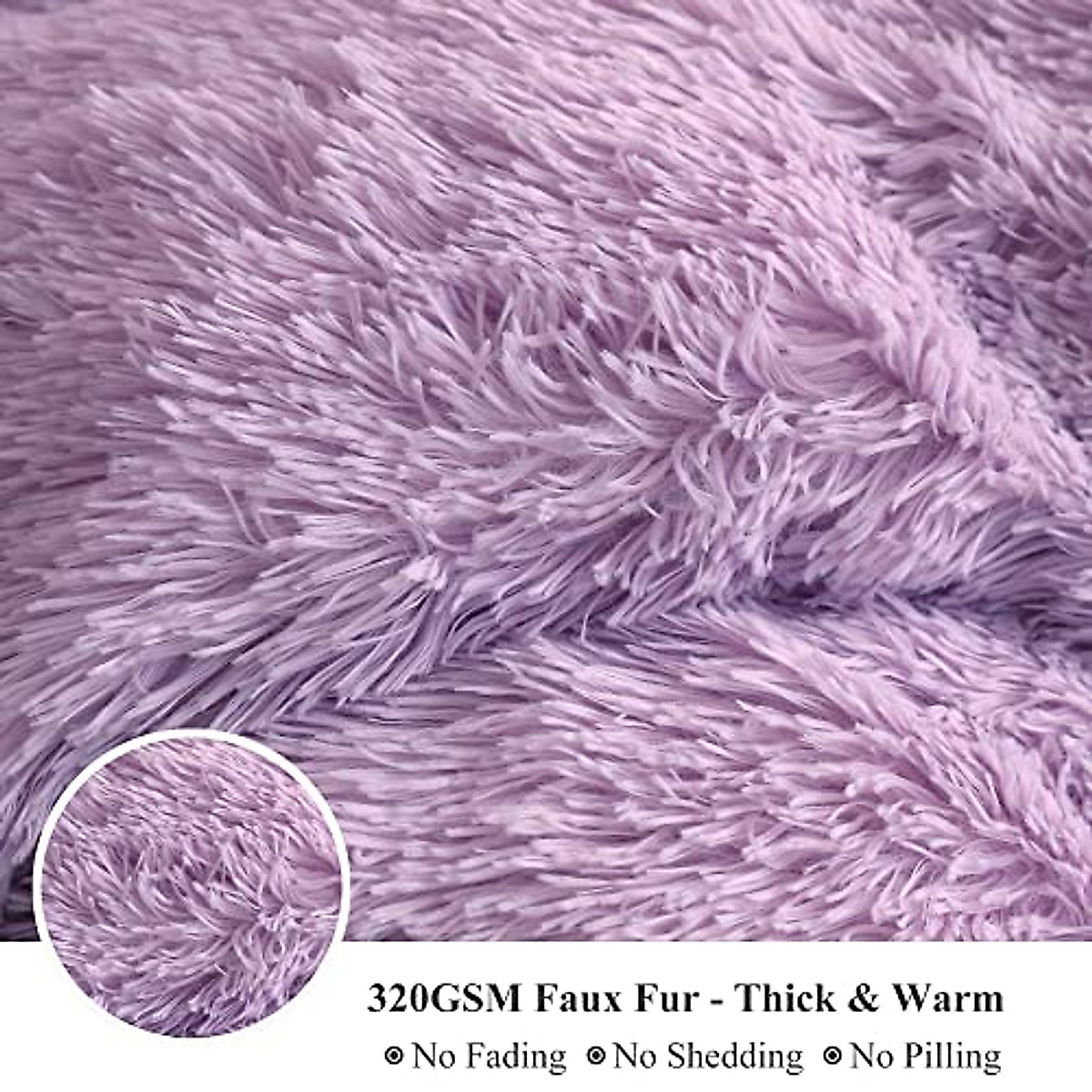 XeGe Luxury Faux Fur Throw Blanket, Light Purple Soft 50x60 Fluffy Blanket Throw, Shaggy Plush Decorative Couch Blanket, Cute Furry Throw Fuzzy Office Lap Blanket for Bedroom Living Room Lavender