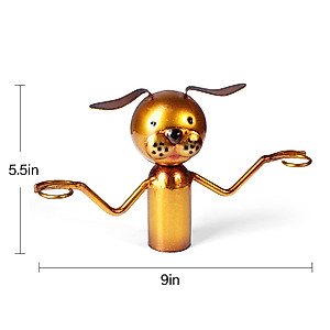 Drincarier Dog Decor Wine Glass and Bottle Holder Tabletop Wine Racks Shelf Metal Home Decor Wine Decor,Hold 1 Wine Bottle and 2 Glasses (Dog Wine Glass Holder)………