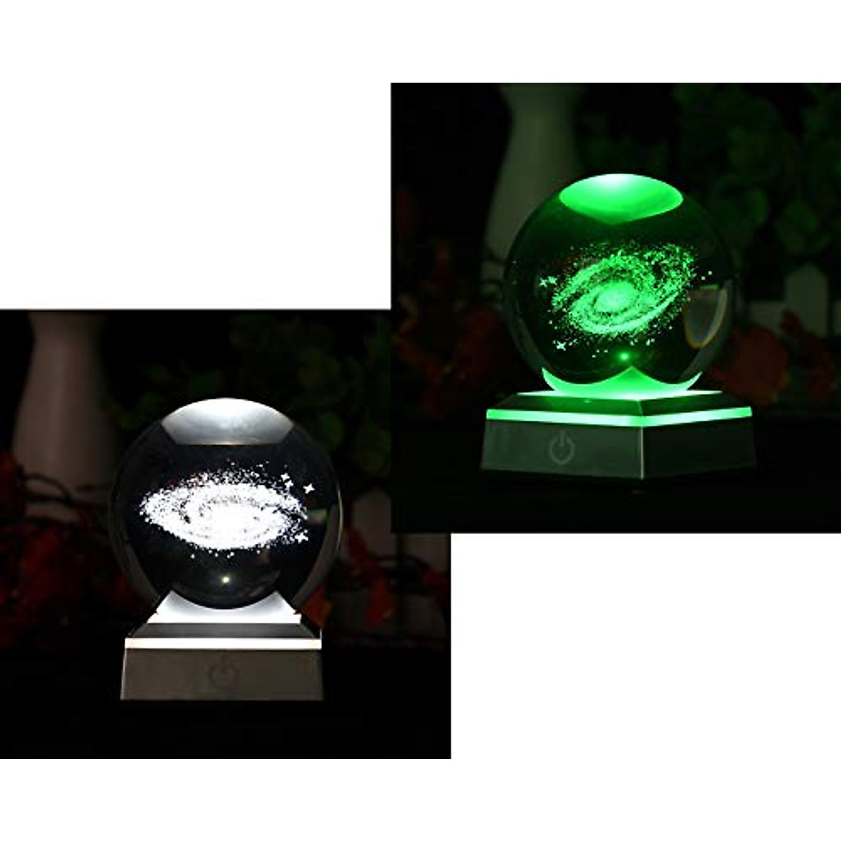 AIRCEE 3D Model of Galaxy Crystal Ball, with Led Lamp Stand, Planets Glass Ball, 6 Colors Light, Great Gifts, Educational Toys, Home Office Decor, Solar System Sphere with Gift Box