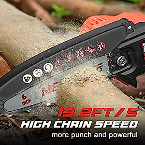 6-Inch Mini Electric Chainsaw Cordless - Handheld Portable Chainsaw with 2 Batteries - 21V Rechargeable Power Chain Saws for Tree Trimming Wood Cutting