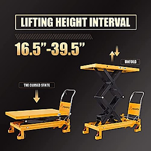 Aequanta Electric Pallet Truck Lithium Battery Mini Type Jack 48''x27'' Fork 3300lbs Capacity and Double Scissor Hydraulic Mobile Lift Table 59" Lifting Height 1760lbs Capacity