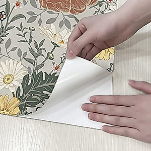 GLOW4U Peel and Stick Vintage Floral Contact Paper Wallpaper for Cabinets Walls Shelves Drawer Arts Crafts Decal 17.7X117 Inches