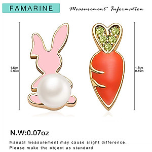 Easter Earrings Rabbit Bunny Carrot Stud Earrings Crystal Pearl Cute Funny Earring Gift for Her