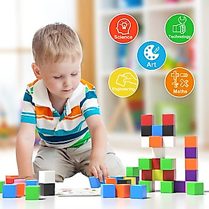Veneibe 72pcs Magnetic Building Blocks for Toddlers, Large Magnet Construction Cube Toys for Kids, Preschool STEM Educational Sensory Montessori Square Toy for 3 4 5 6 Boys & Girls