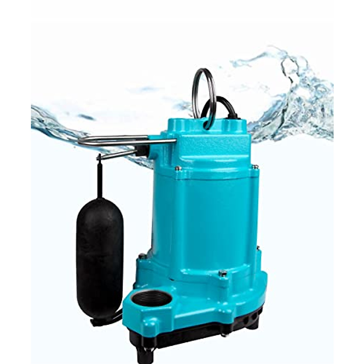 Little Giant 6EC-CIA-SFS 1/3 HP, 115-Volt, 3180 GPH Automatic Cast Iron Submersible Sump/Effluent Pump with Polypropylene Base, Integral Snap-Action Float Switch and 10-Ft. Cord, Blue, 506807